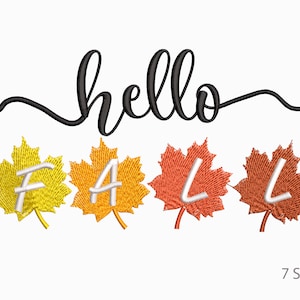 Hello Fall Machine Embroidery Design, Autumn Leaves , 7 Sizes - Etsy