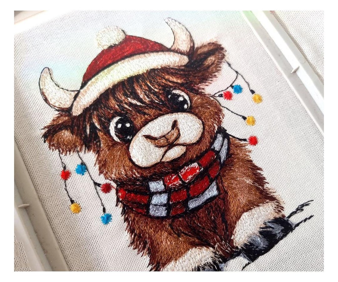 Santa Baby Highland Cow, 6 Sizes. Christmas Machine Embroidery Designs ...