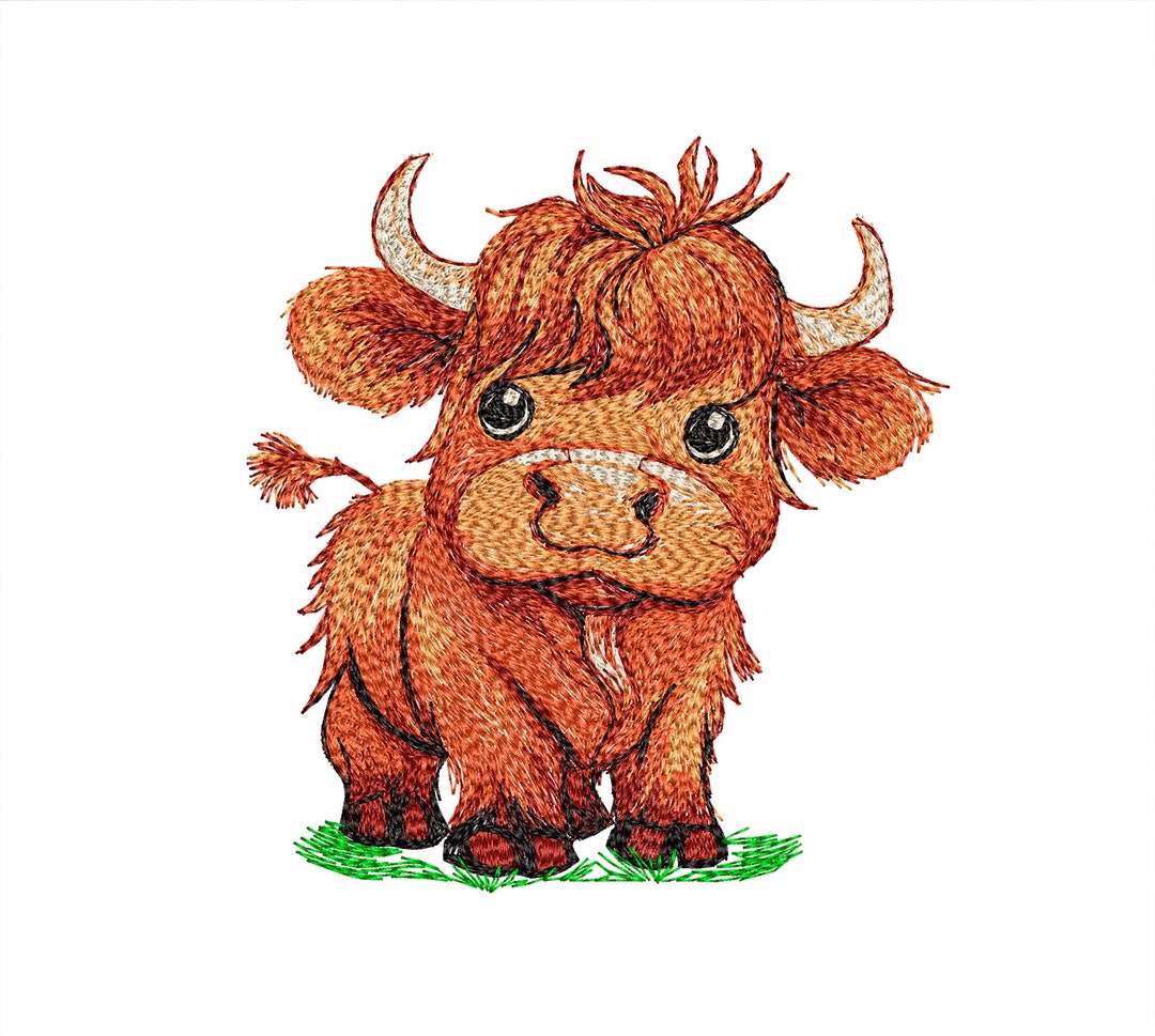 Machine Embroidery A Little Highland Cow. Machine Embroidery Designs, 6 ...