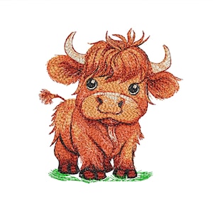 Machine Embroidery A Little Highland Cow. Machine Embroidery Designs, 6 ...