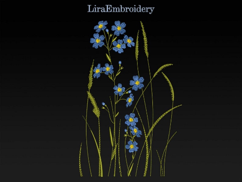 Machine Embroidery Flowers. Forget-me-not Herb. Meadow Flowers ...