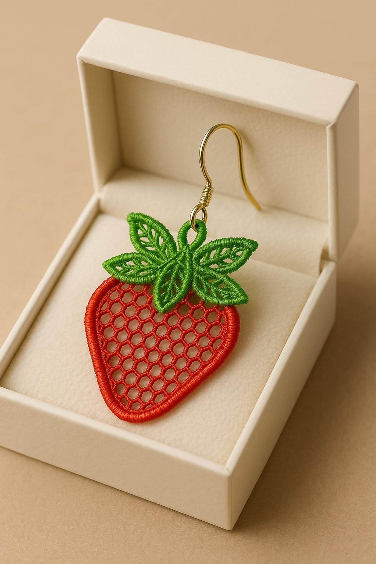 FSL Earrings. Machine Embroidery Designs. Strawberry Lace Earrings. 4x4 ...