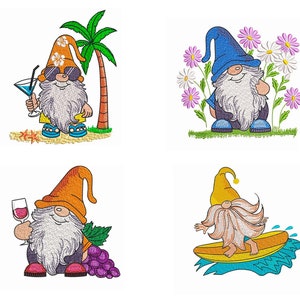Machine Embroidery Summer Gnomes. 4 Designs Bundle. Summer. 4 Sizes - Etsy