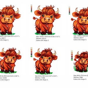 Machine Embroidery A Little Highland Cow. Machine Embroidery Designs, 6 ...
