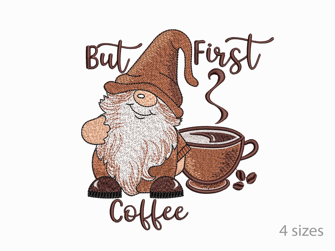 Coffee Gnome, Gnome With A Cup of Coffee, Text Coffee, Machine ...