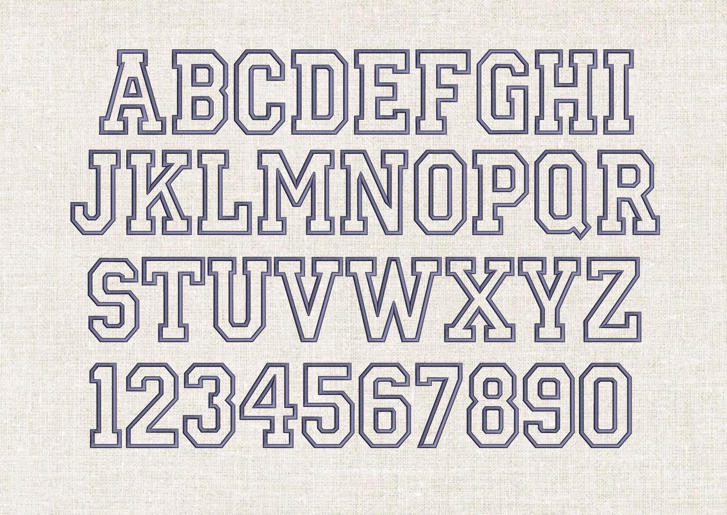 Slab Serif Varsity Appliqué Font , 6 Sizes, Machine Embroidery Design ...