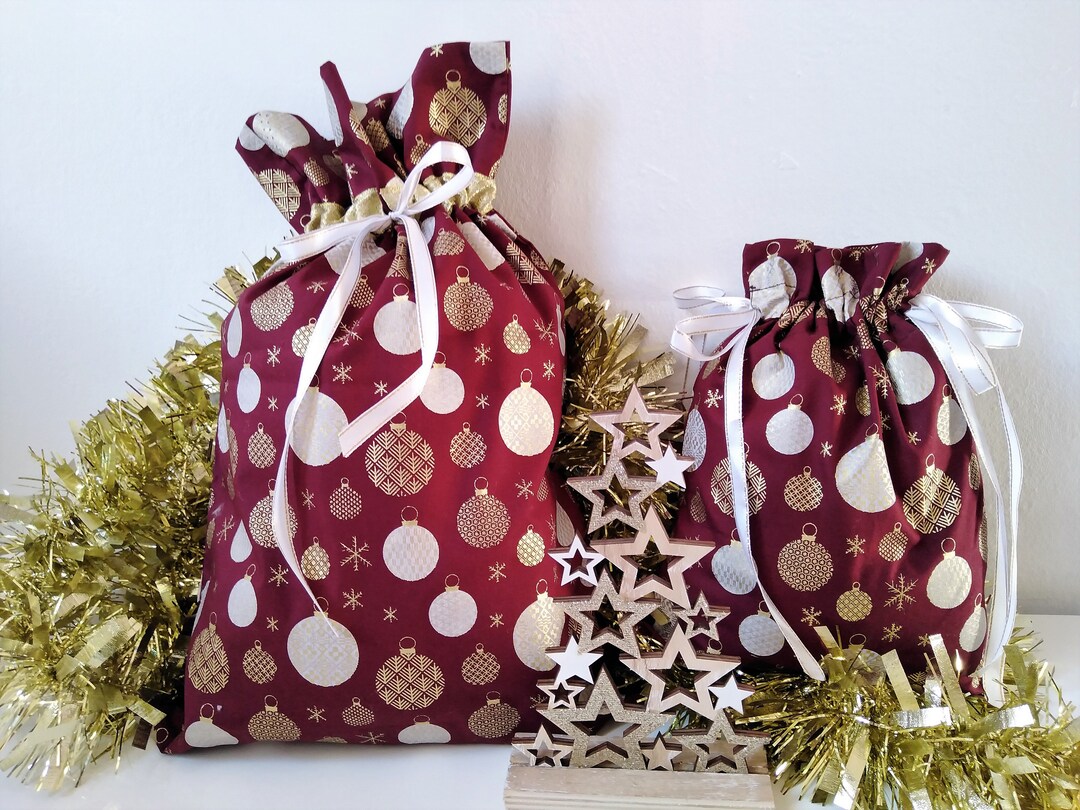 Christmas Fabric Gift Bag Fabric Gift Pouch Reusable - Etsy