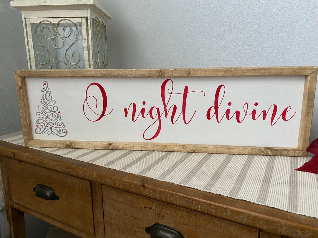 O Night Divine Christmas Sign: Rustic Wood Holiday Wall Decor - Etsy