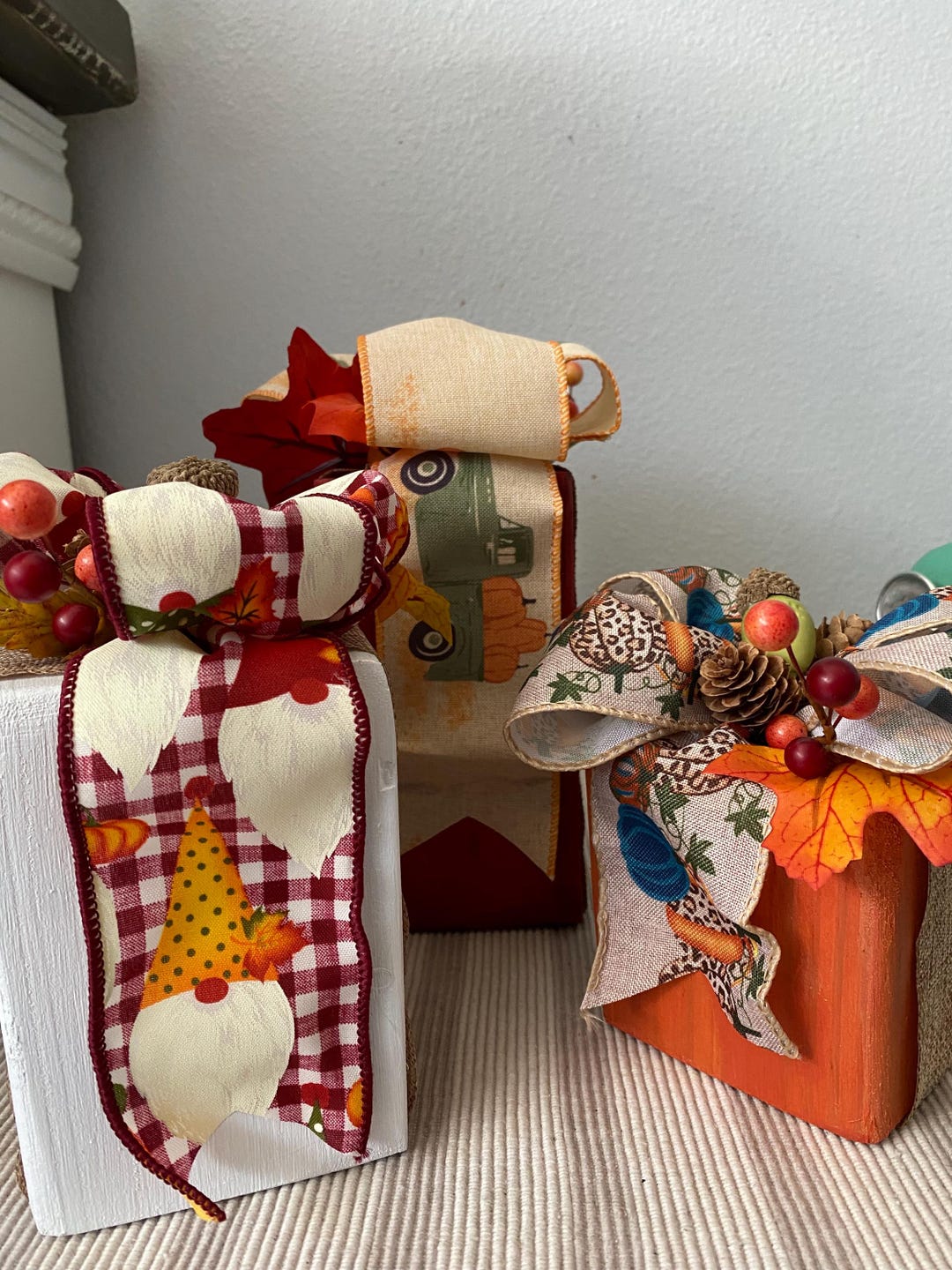 Rustic Wooden Fall Decor Trio: Farmhouse Autumn Gift Set - Etsy