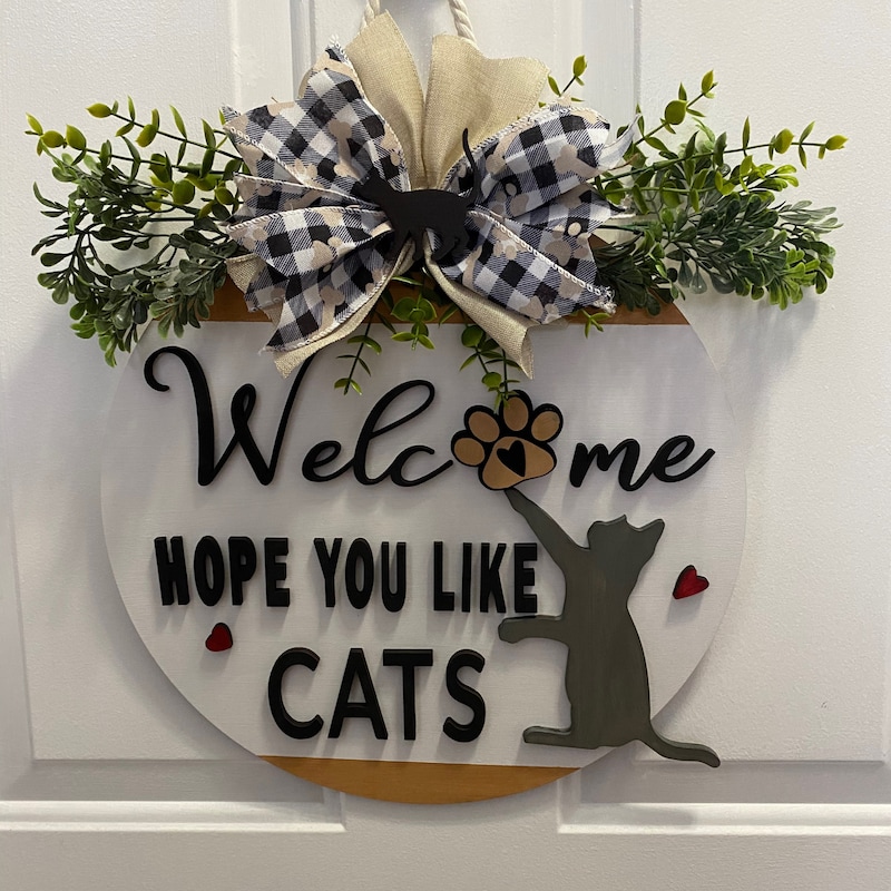 Cat Welcome Sign - Etsy
