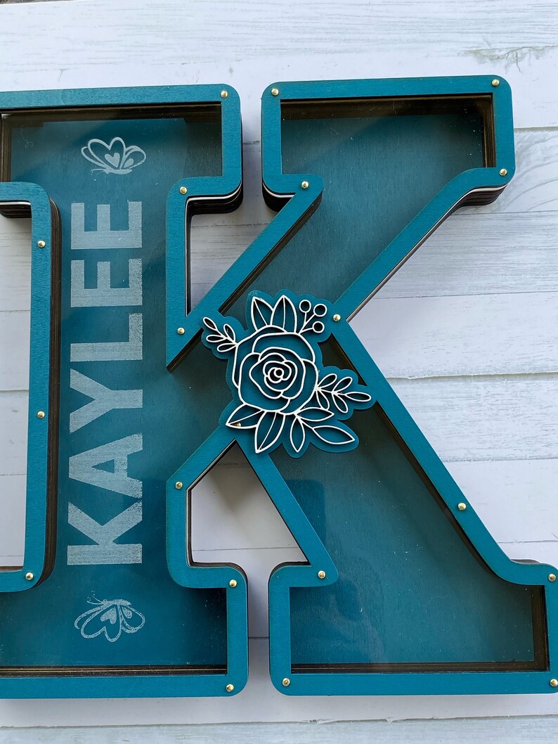 Personalized Wooden Letter Piggy Bank, Kids Nursery Decor - Etsy