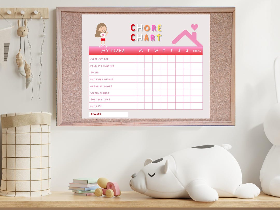 Printable Chore Chart for Girls , Cute Editable PDF Routine and Reward ...