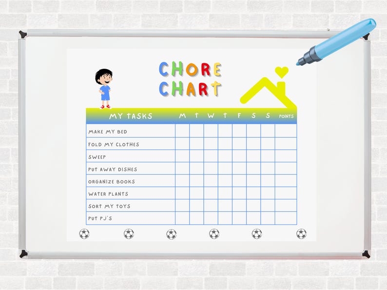 Chore Chart for Boys | Printable Responsibility Chart | Editable Kids ...