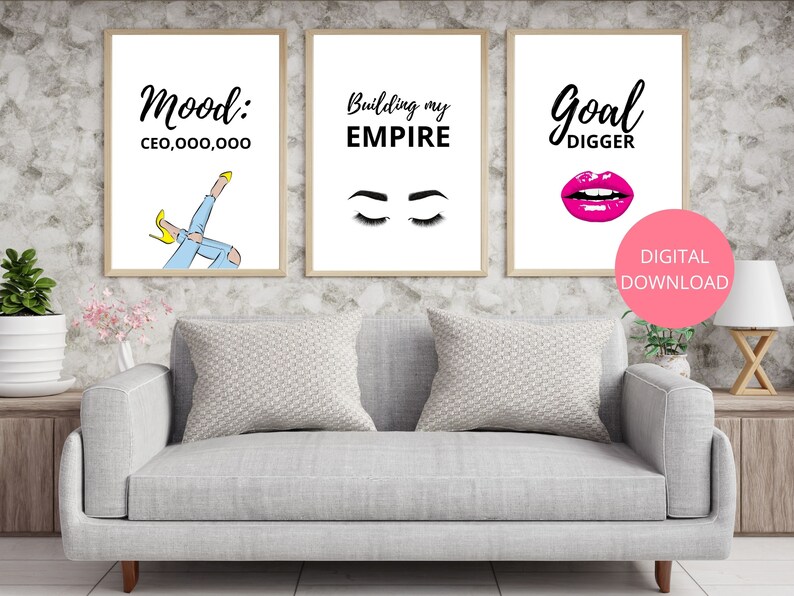 Girl Boss Printable Wall Art Set Of 3 Female Entrepreneur Etsy