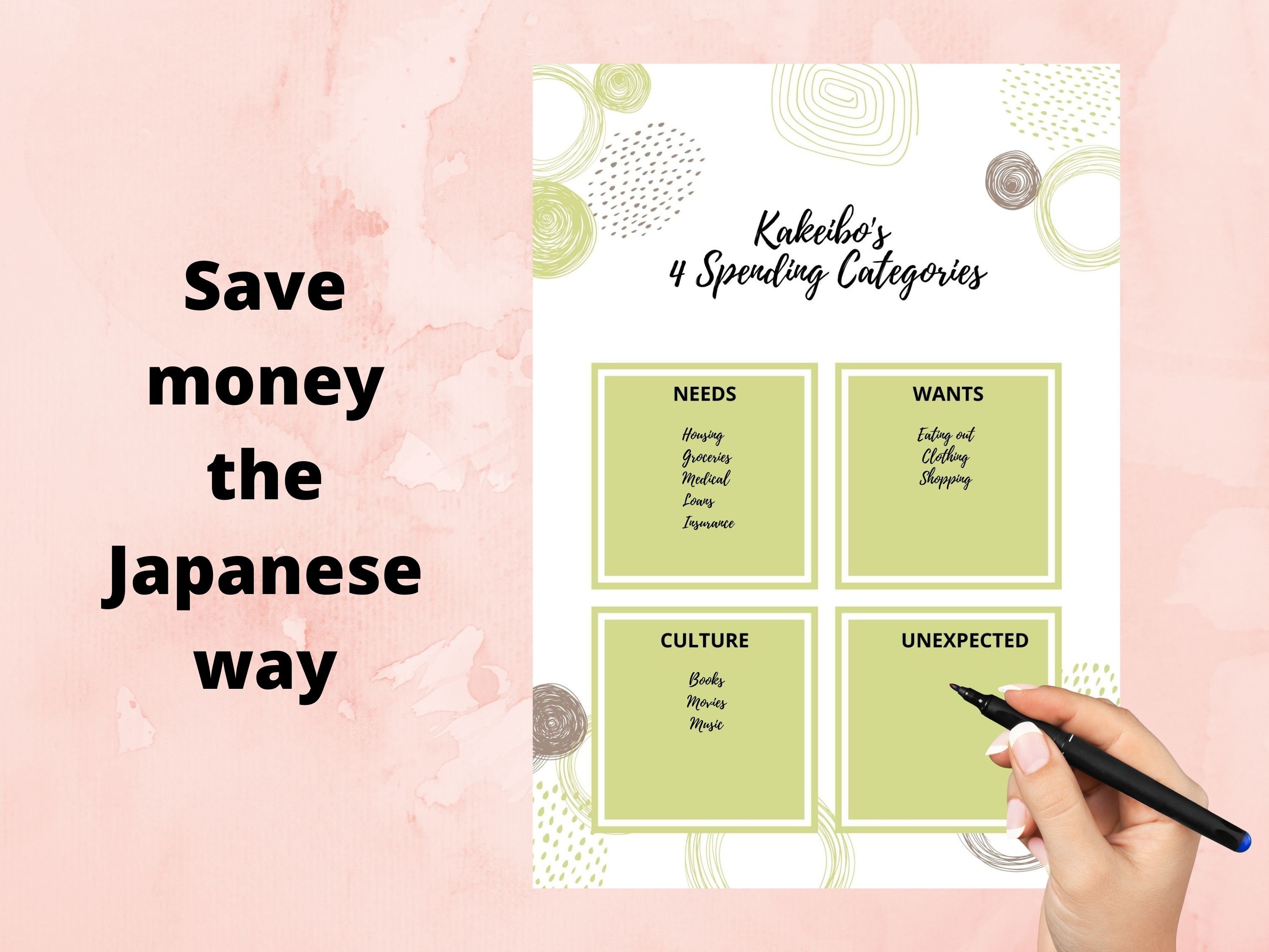 Method Kakeibo Budget Planner. Minimalist Simple Undated Template ...
