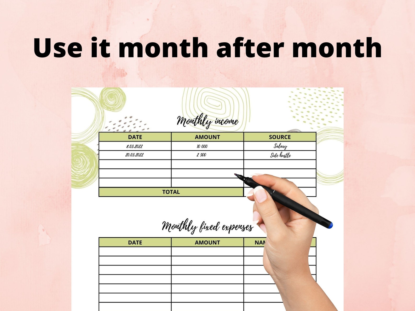 Method Kakeibo Budget Planner. Minimalist Simple Undated Template ...
