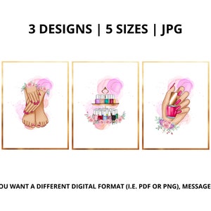 Set of 3 Nail Salon Wall Art, Nail Tech Gift, Nail Room Decor, Beauty ...