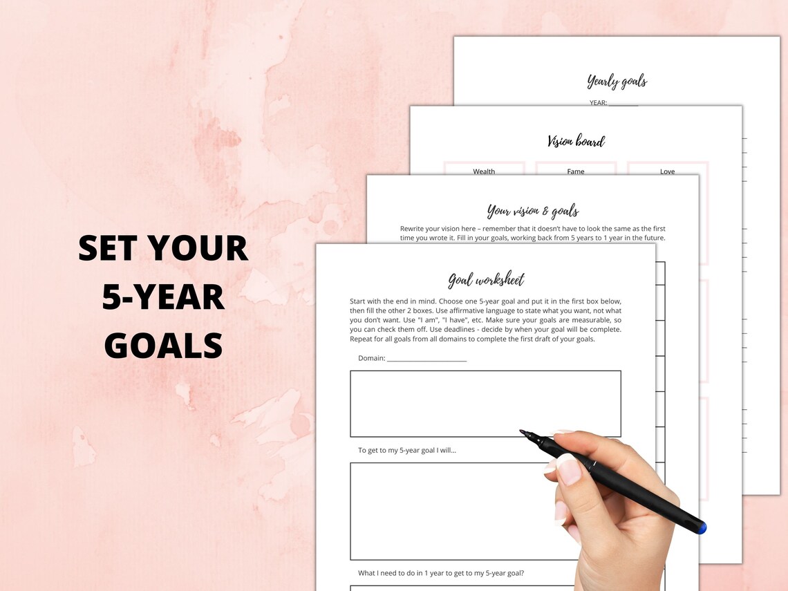 5 Year Planner Printable Workbook Goal Planner for Productivity. Track ...