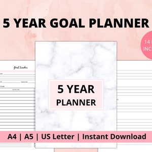 5 Year Planner Printable Workbook - Goal Planner for Productivity ...