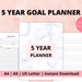 5 Year Planner Printable Workbook - Goal Planner for Productivity ...