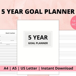 5 Year Goal Planner - Printable Workbook for Productivity. Track and ...