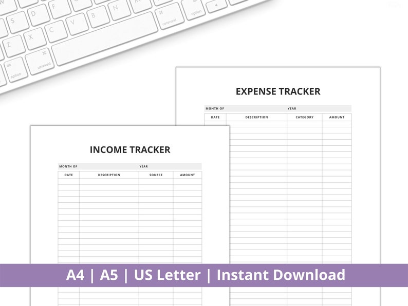 Income Tracker, Expense Tracker, Finance Tracker Set, Income Printable ...