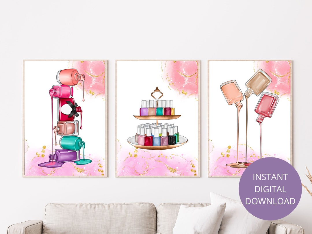 Nail Salon Wall Art Printable Wall Art Set of 3. Nail Tech Gift. Nail ...