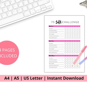 75 Soft Challenge Habit Tracker Fitness Health & Weigh - Etsy