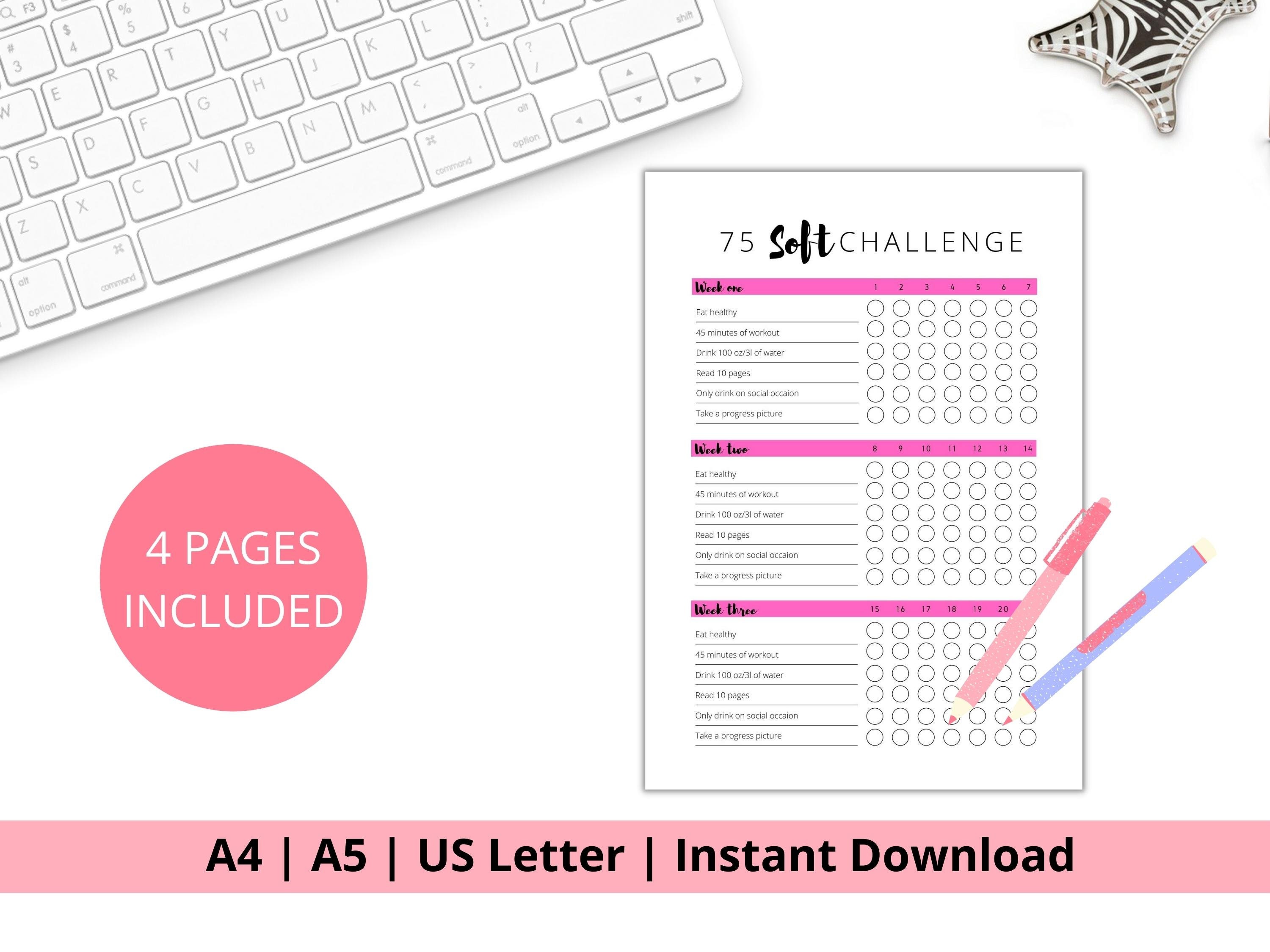 75 Soft Challenge Habit Tracker Fitness Health & Weigh - Etsy