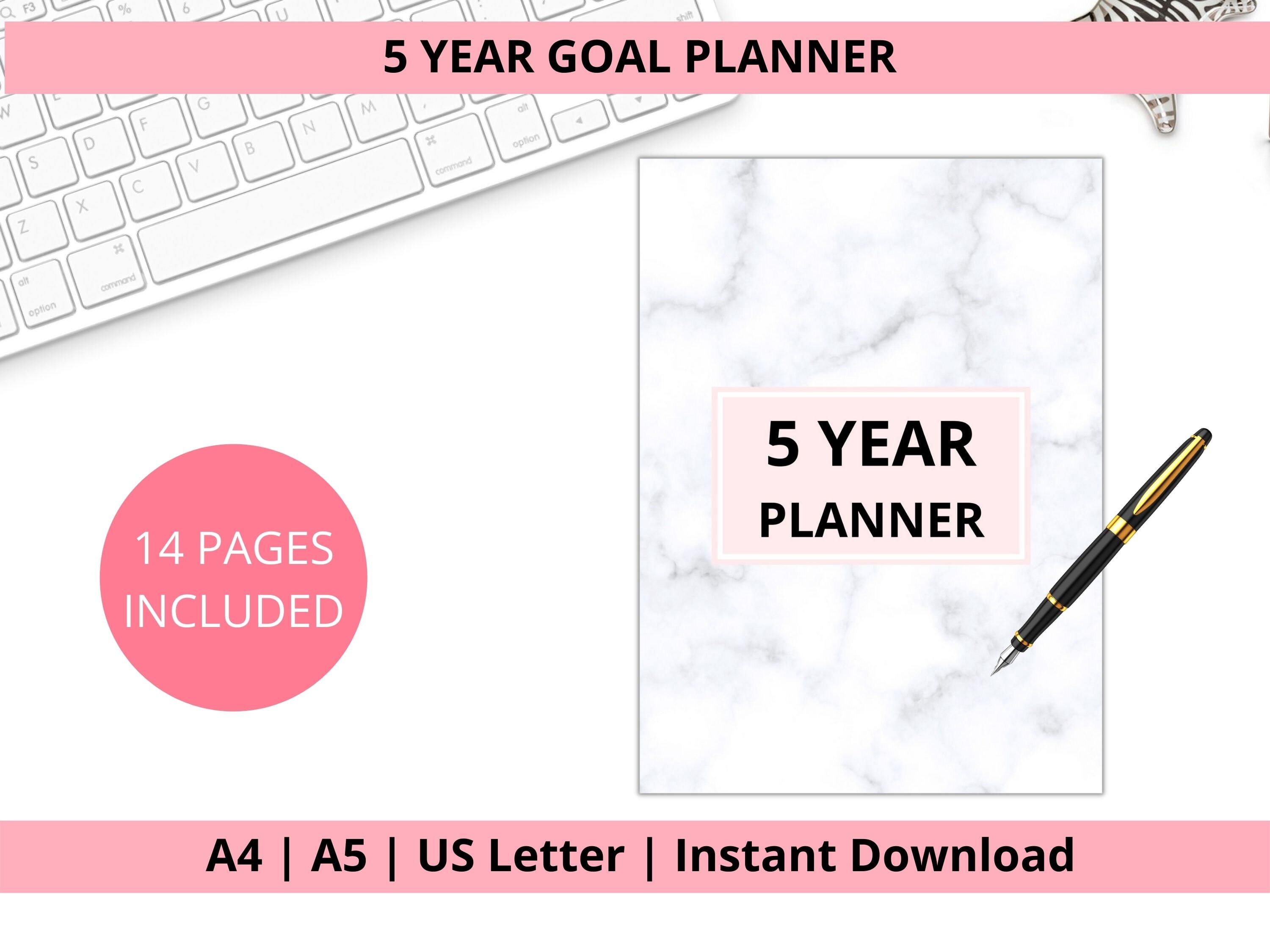 5 Year Planner Printable Workbook - Goal Planner for Productivity ...