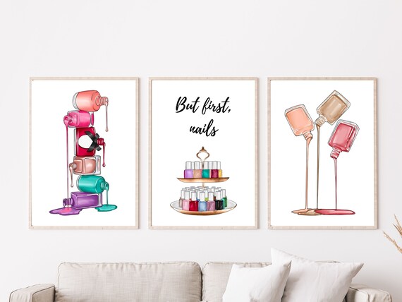 But First Nails Nail Salon Wall Art. Printable Wall Art Set | Etsy