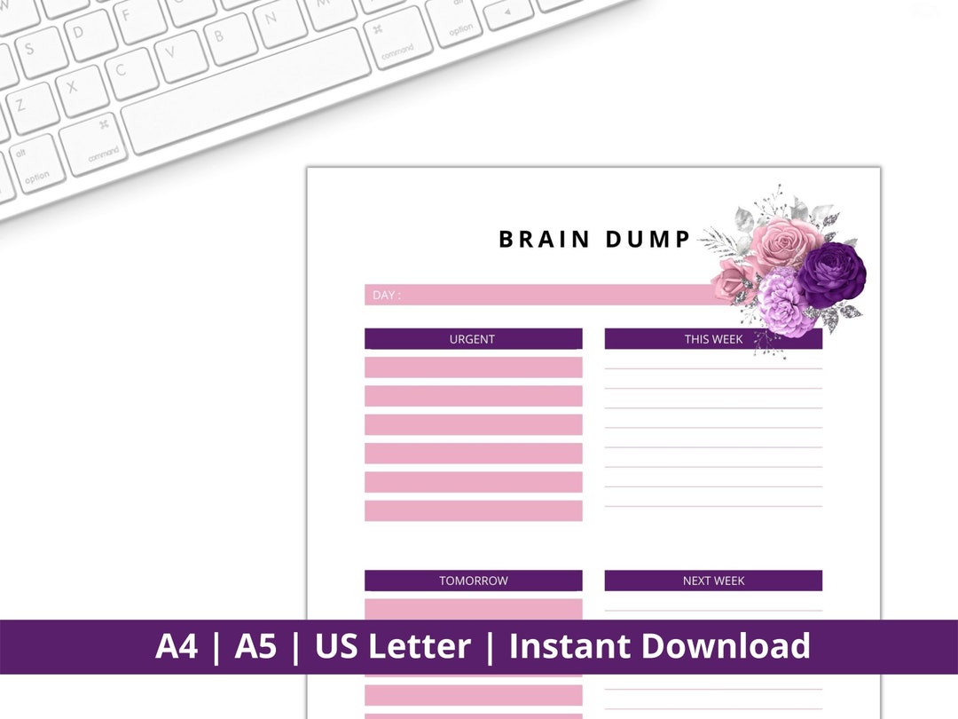 Brain Dump Worksheet Declutter Your Mind and Thoughts. Printable PDF ...