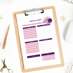 Brain Dump Worksheet Declutter Your Mind and Thoughts. Printable PDF ...