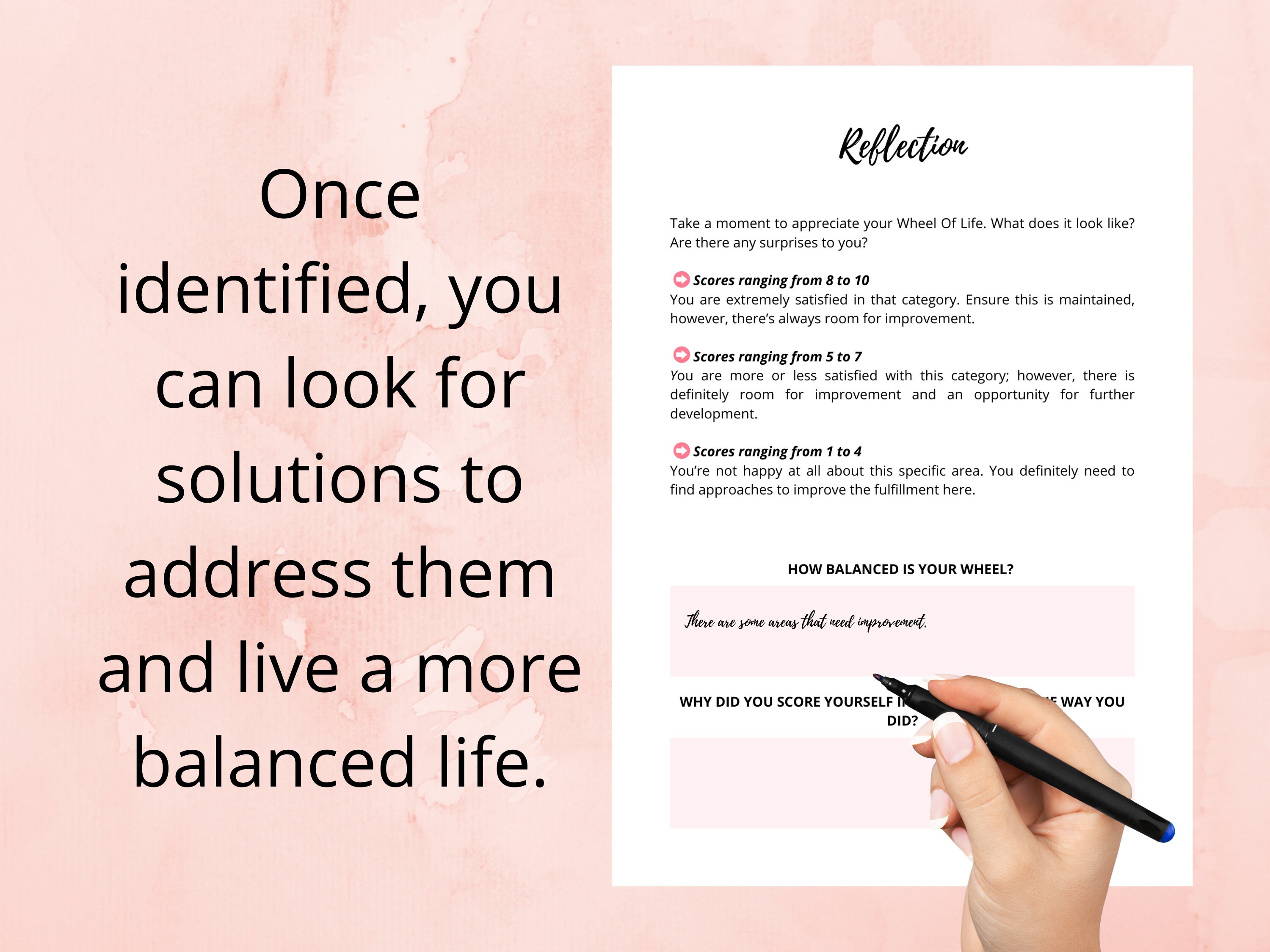 Wheel of Life Self Care Worksheet Productivity Booster for Work-life ...