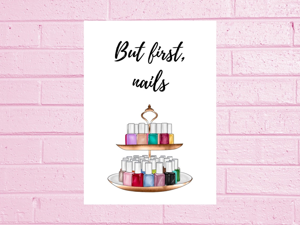 But First Nails Nail Salon Wall Art. Printable Wall Art Set | Etsy