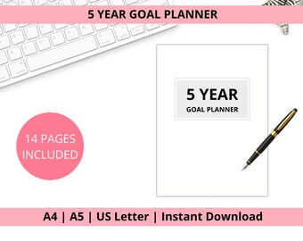5 Year Planner Printable Workbook Goal Planner for | Etsy