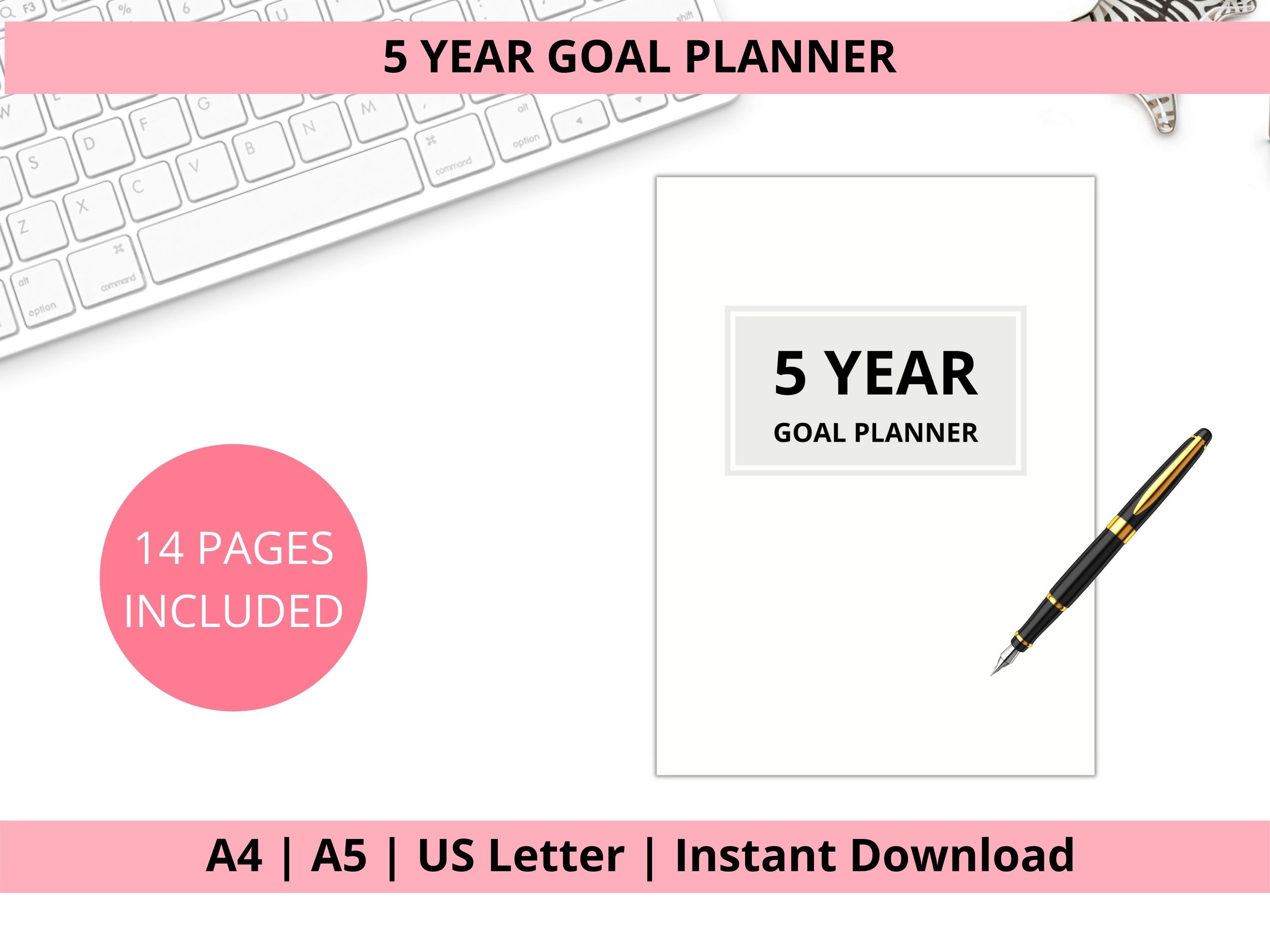 5 Year Goal Planner - Printable Workbook for Productivity. Track and ...