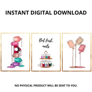 But First Nails Nail Salon Wall Art. Printable Wall Art Set | Etsy