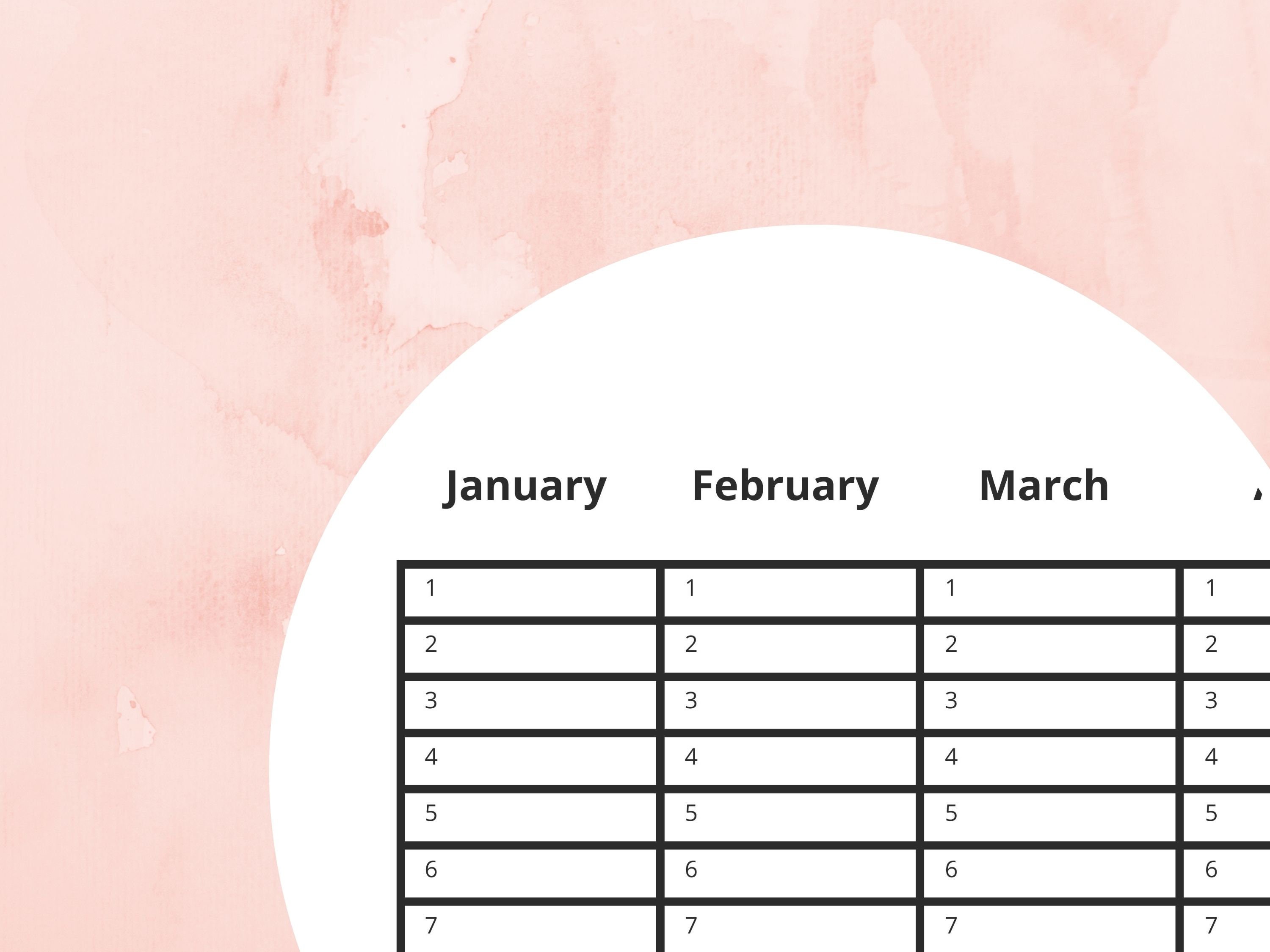 Perpetual Calendar - Minimalist Forever Calendar. Wall Printable 24 X ...