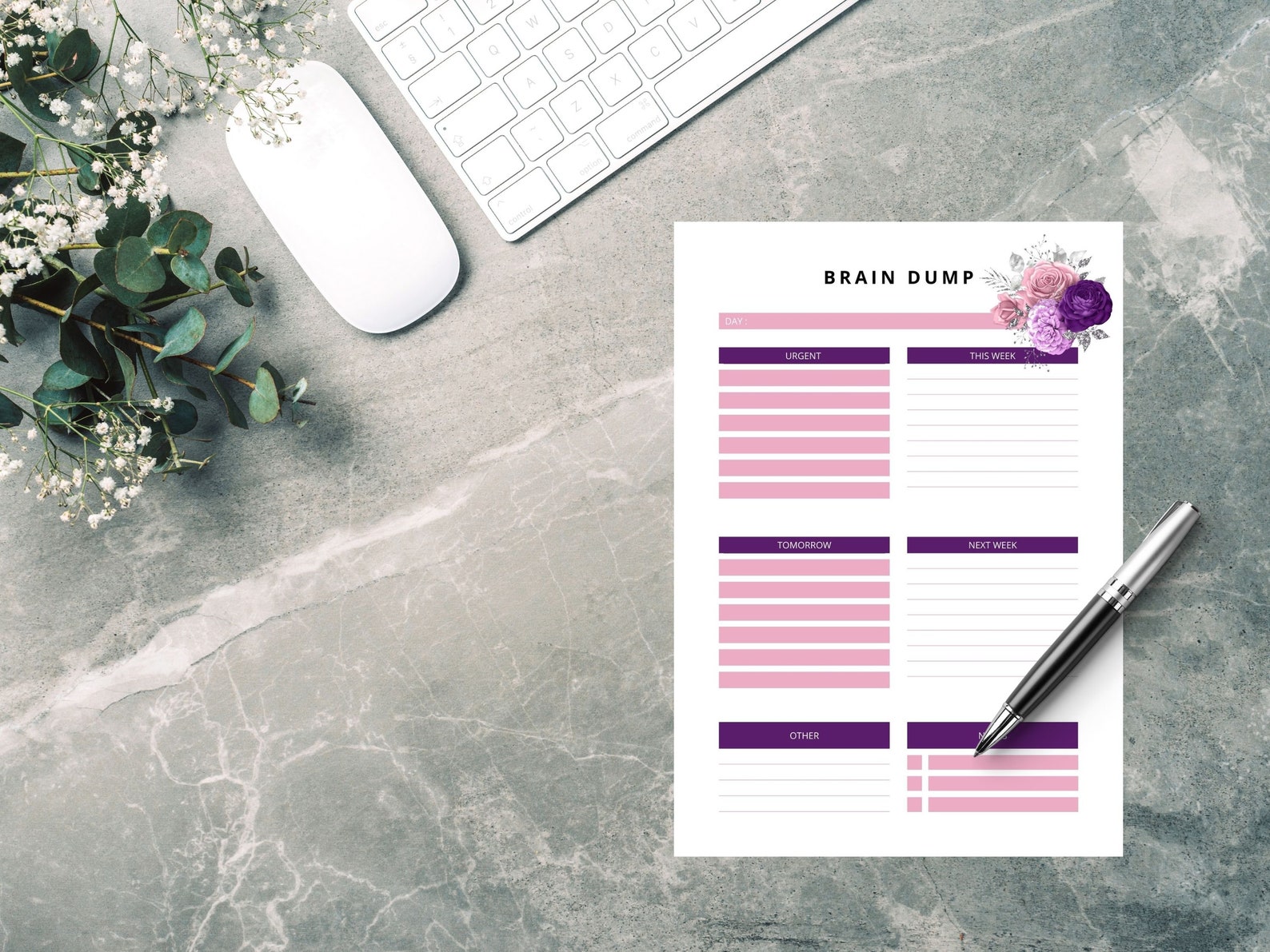 Brain Dump Worksheet Declutter Your Mind and Thoughts. Printable PDF ...