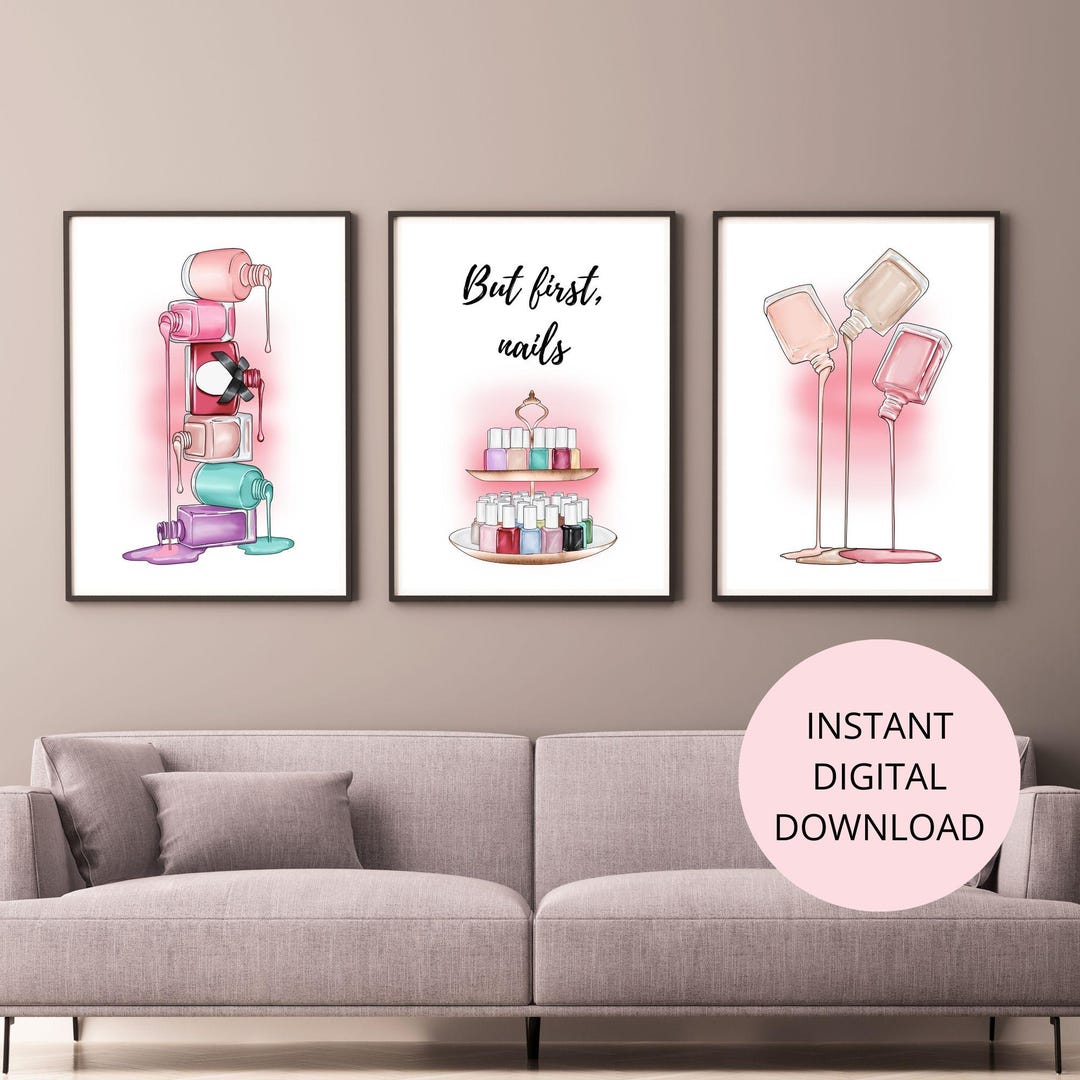 But First, Nails - Nail Salon Wall Art. Printable Wall Art Set of 3 ...