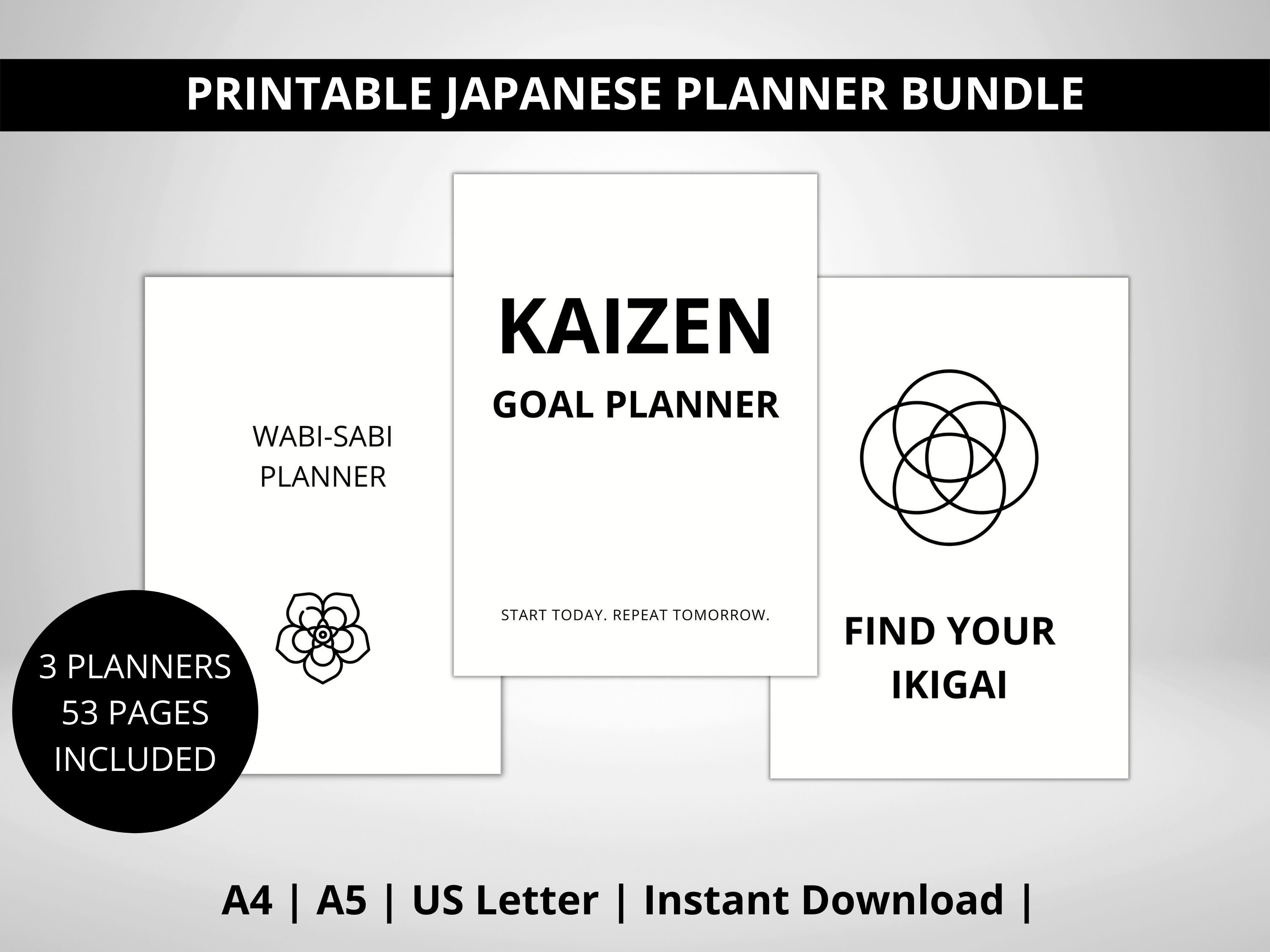 Japanese Planner Bundle Minimalist Printable, Find Your Ikigai, Kaizen ...