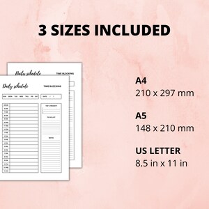 Time Blocking Daily Schedule: Hourly, Half-hour, 15 Minute Planer ...