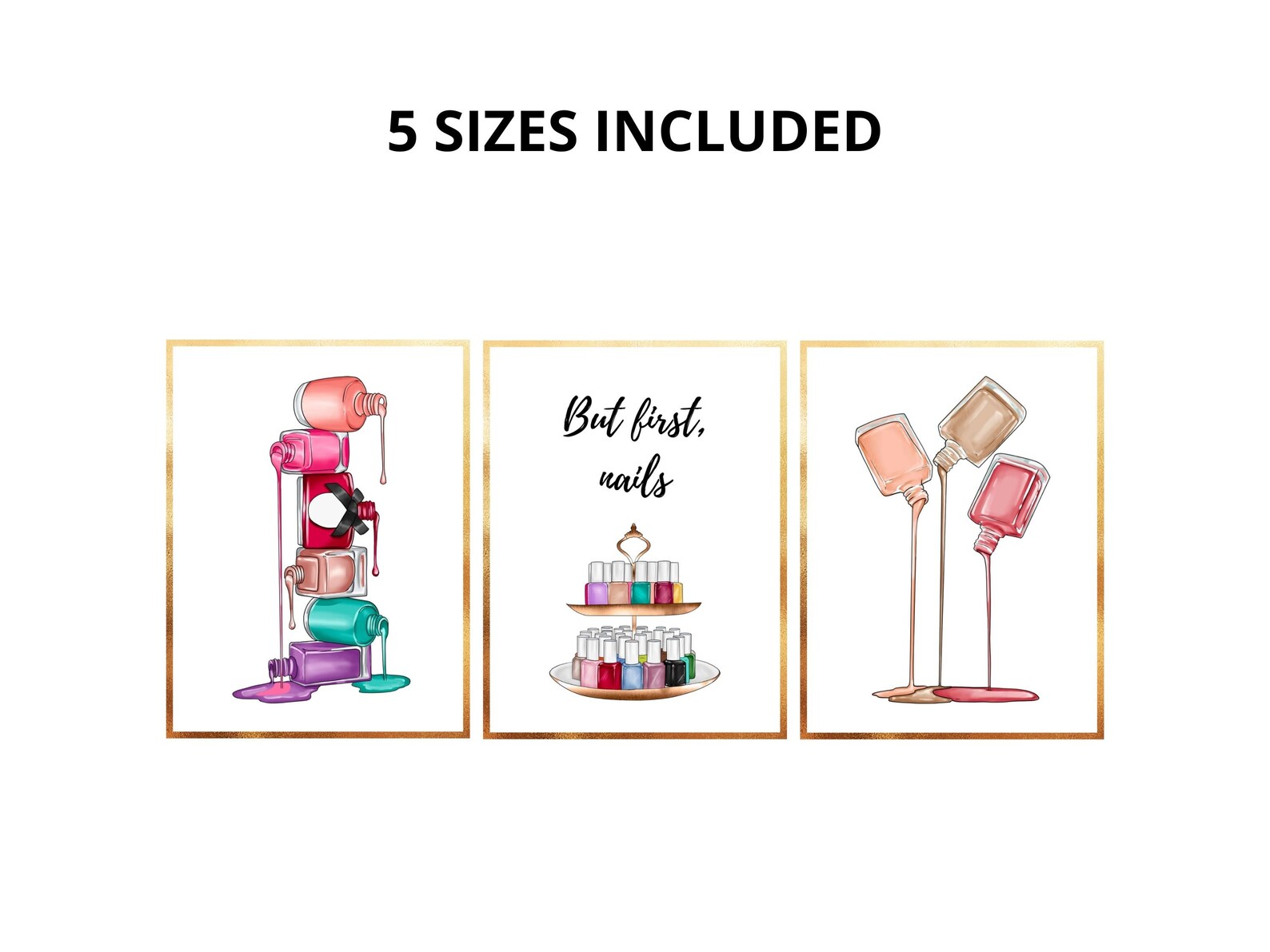 But First Nails Nail Salon Wall Art. Printable Wall Art Set | Etsy