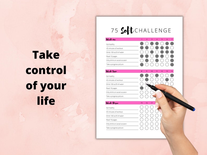 75 Soft Challenge Habit Tracker Fitness Health & Weigh - Etsy