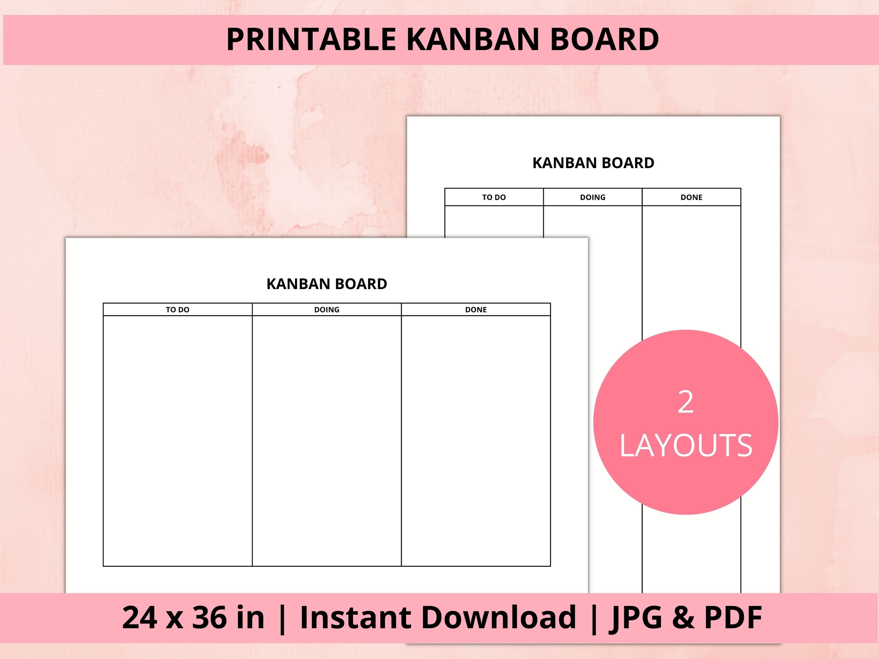Printable Wall Kanban Board - Simple Minimalist Agile Tasks Activity ...