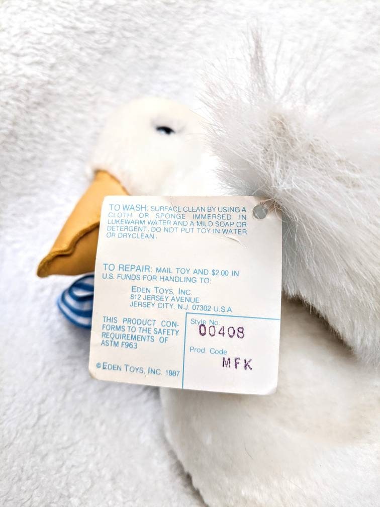 Vintage Eden Toys Waggie Musical Wind-up Plush Duck With - Etsy