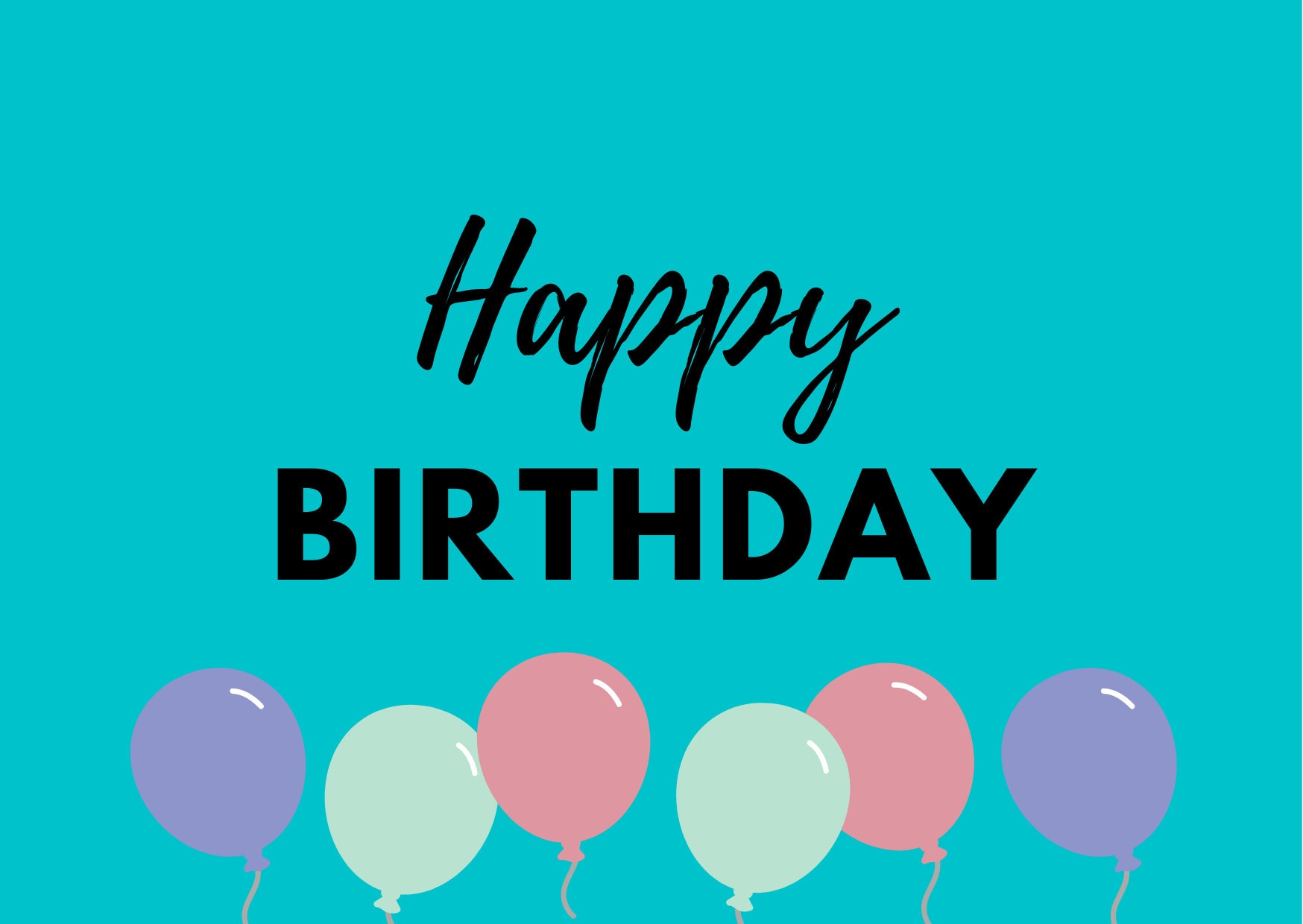 Teal Balloon Happy Birthday Card - Etsy