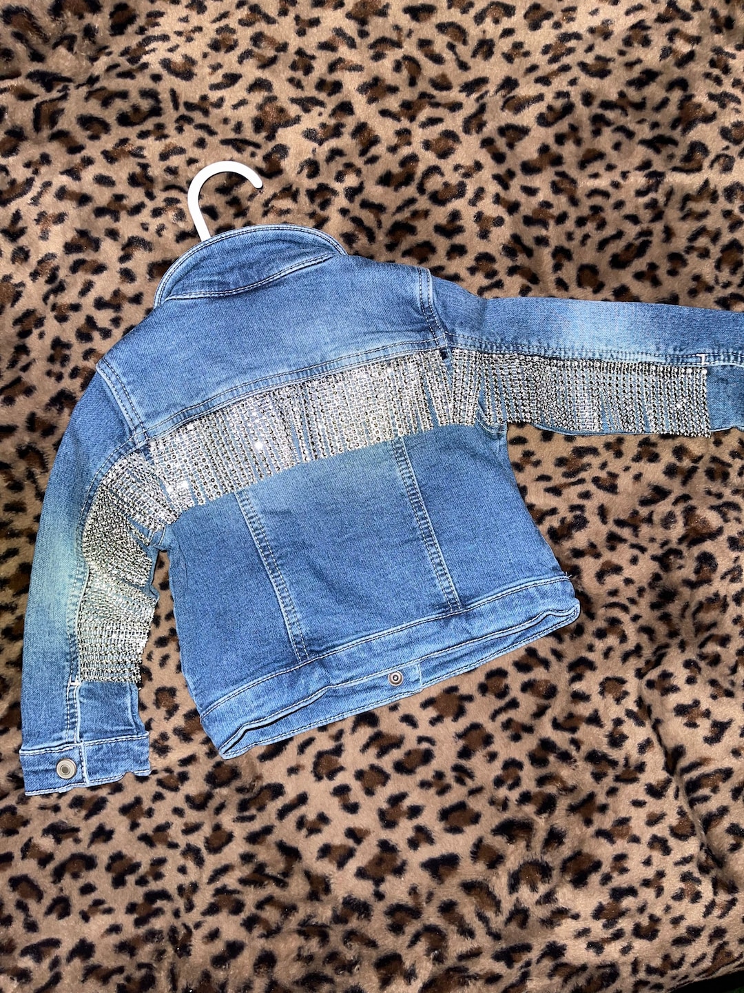 Rhinestone Fringe Kids Jean Bling Jacket - Flower Girl - Wedding Party ...
