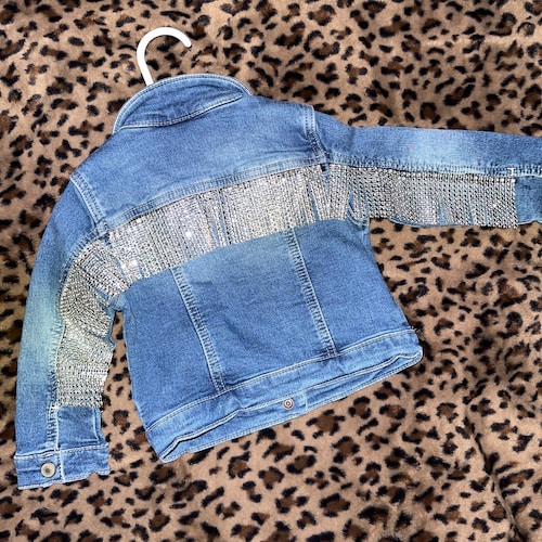 Rhinestone Fringe Kids Jean Bling Jacket Flower Girl - Etsy